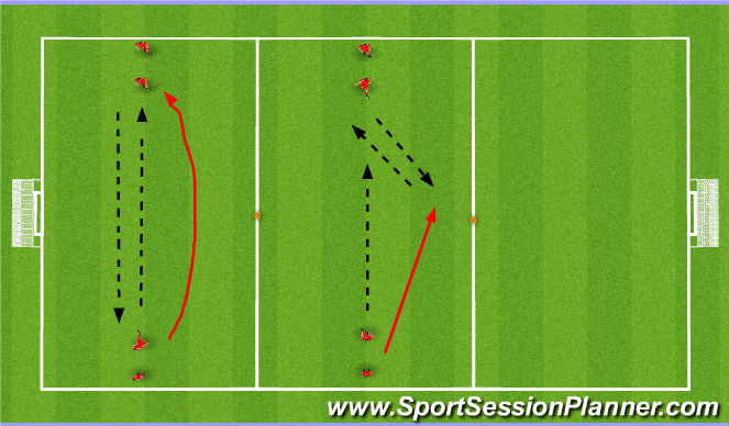 Football/Soccer: Passing/receiving warm up (relay races) (Technical: Passing & Receiving , Beginner)