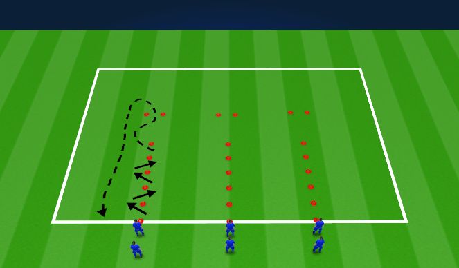 Football/Soccer: Dribbling Patterns/Technical Warm up (Technical: Dribbling and RWB, Beginner)