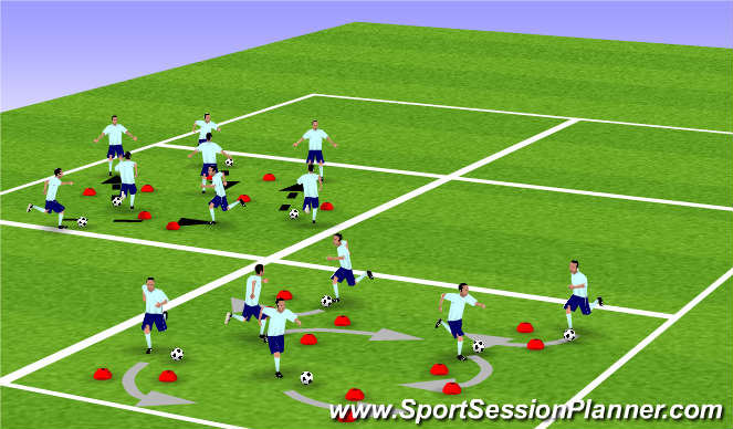 Football/Soccer: Practice #1 (Technical: Dribbling and RWB, Beginner)