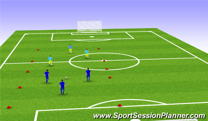 Football/Soccer: Small space passing..] (Functional: Midfielder, Difficult)
