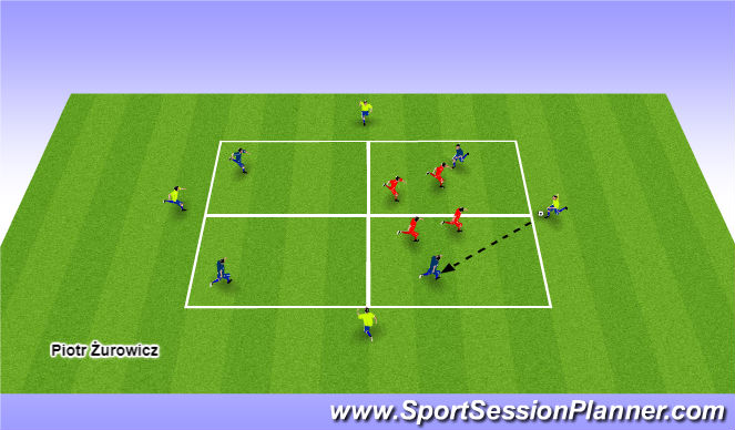 Football/Soccer: 4x4x4 (Tactical: Switching play, Difficult)