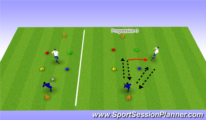 Football/Soccer: Colored passing squares (Technical: Passing & Receiving , Moderate)