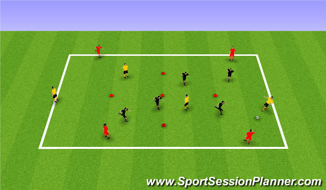 Football/Soccer: 4v4+4 (Tactical: Playing out from the back, Moderate)