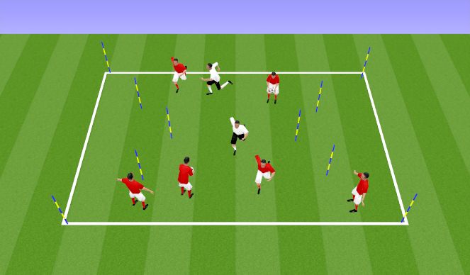 Football/Soccer: Tag game (Tactical: Defensive principles, Moderate)