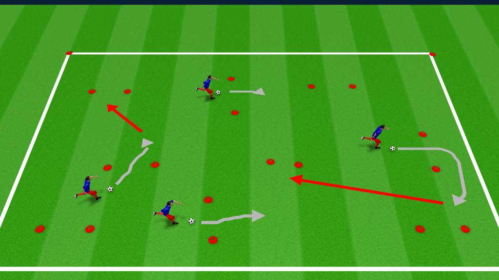Football/Soccer: Gate and players dribbling (Technical: Ball Control ...